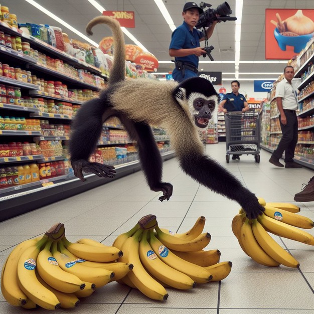 Un singe entre dans un supermarché et vole une banane